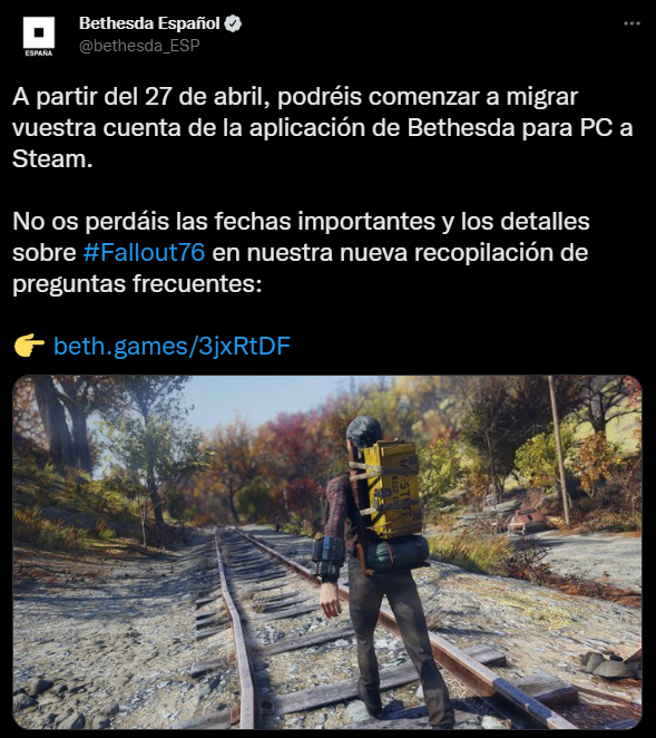 La migración de los videojuegos del launcher de Bethesda hacia Steam ...